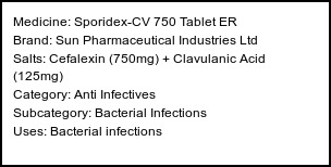 Sporidex-CV 750 Tablet ER Side Effects, Uses, Buy Online and Details ...